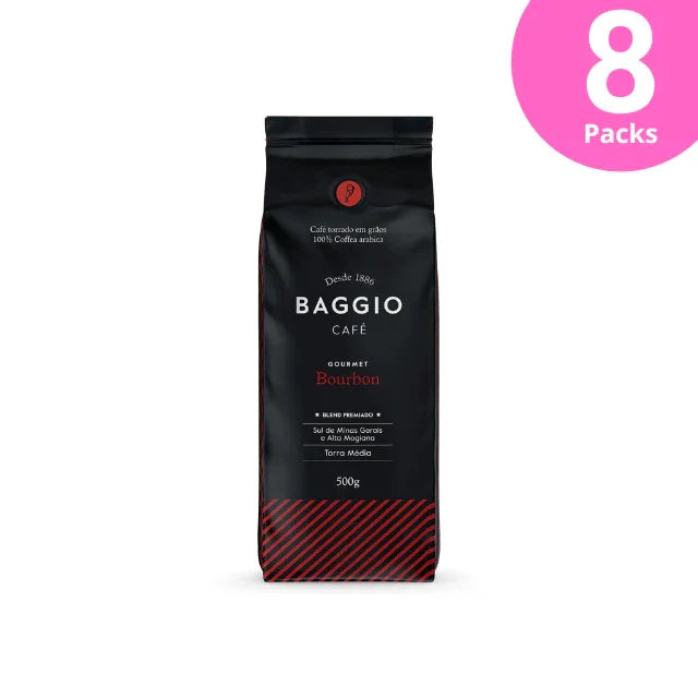 8-Pack Baggio Café Bourbon - Roasted Coffee Beans - 8 x 500g (17.6oz ...