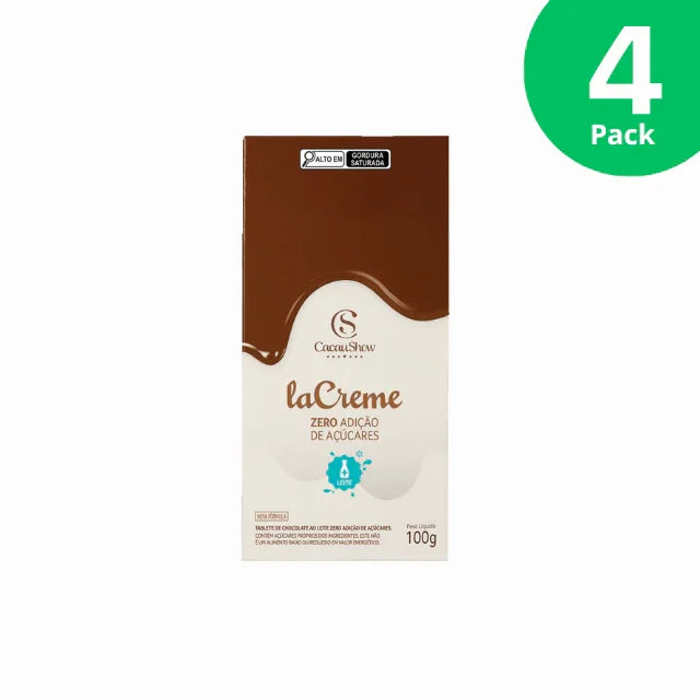 4-Pack LaCreme Cacau Show No Added Sugar Milk Chocolate Bar - 4 x 100g ...