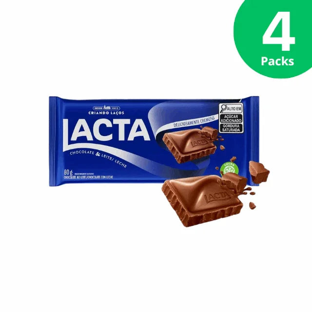 4-Pack Lacta Classic Milk Chocolate Bar -4 x 80g (2.82 oz) - Smooth and ...