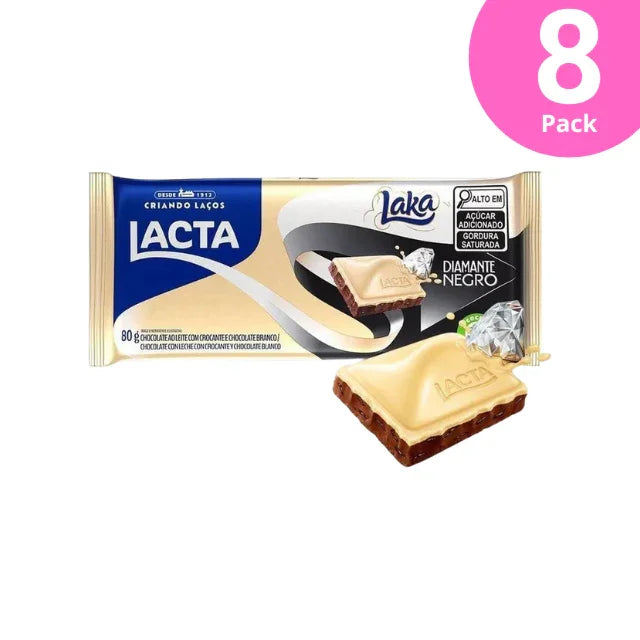 8-Pack Lacta Diamante Negro Laka Chocolate Bar – Creamy White & Milk ...