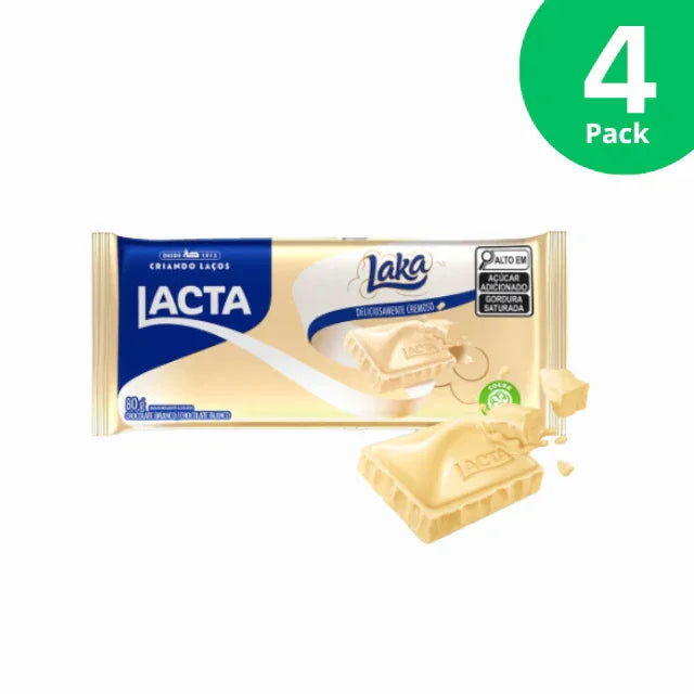 4-Pack Lacta Laka White Chocolate Bars – 4 x 80g Creamy Brazilian Delight