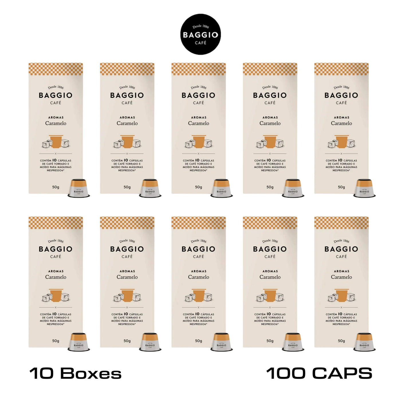 Pack of 10 - BAGGIO Nespresso Capsules Aromas Caramelo - 10 x Box 10 ...