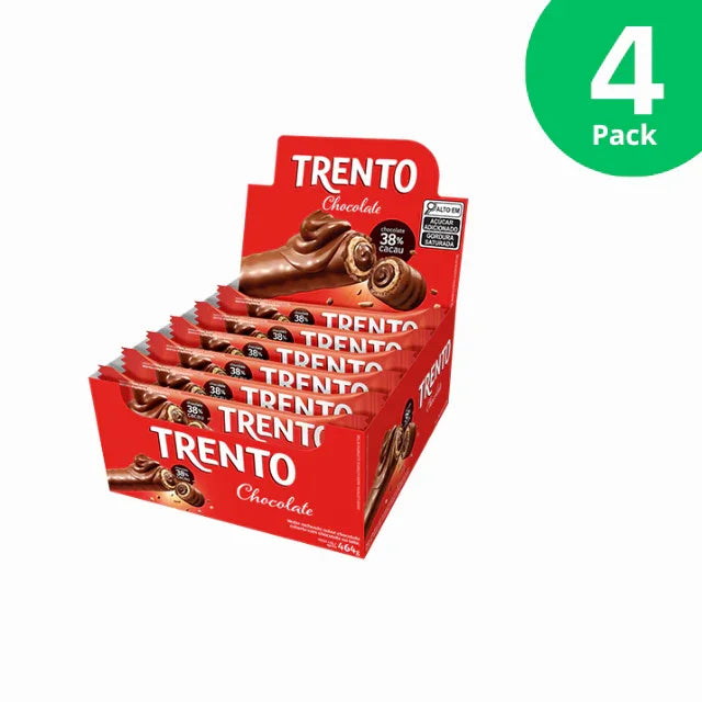 4-Pack Trento Chocolate Wafer Rolls - 4 x Box with 16 Packs (29g / 1.02 ...