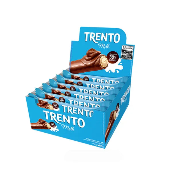Trento Wafers Cubiertos de Chocolate con Relleno de Leche – Caja de 16 ...